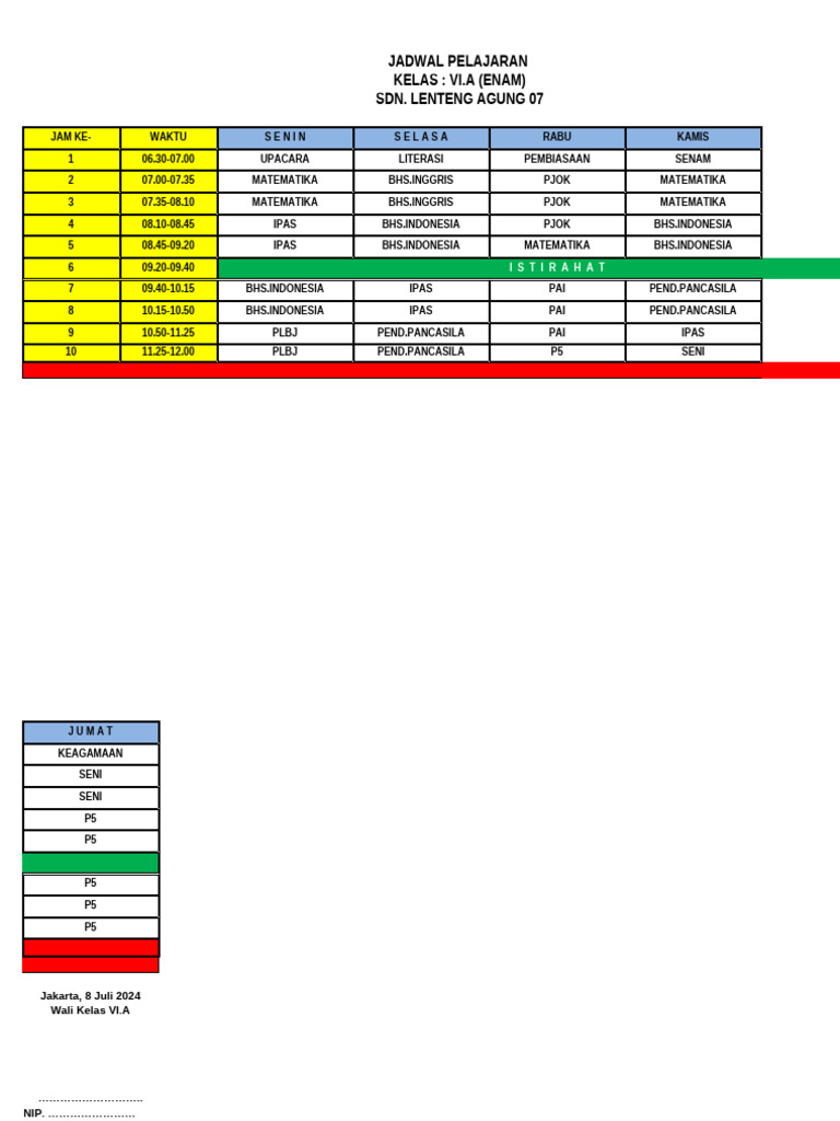 Jadwal Pelajaran Kurmer | PDF