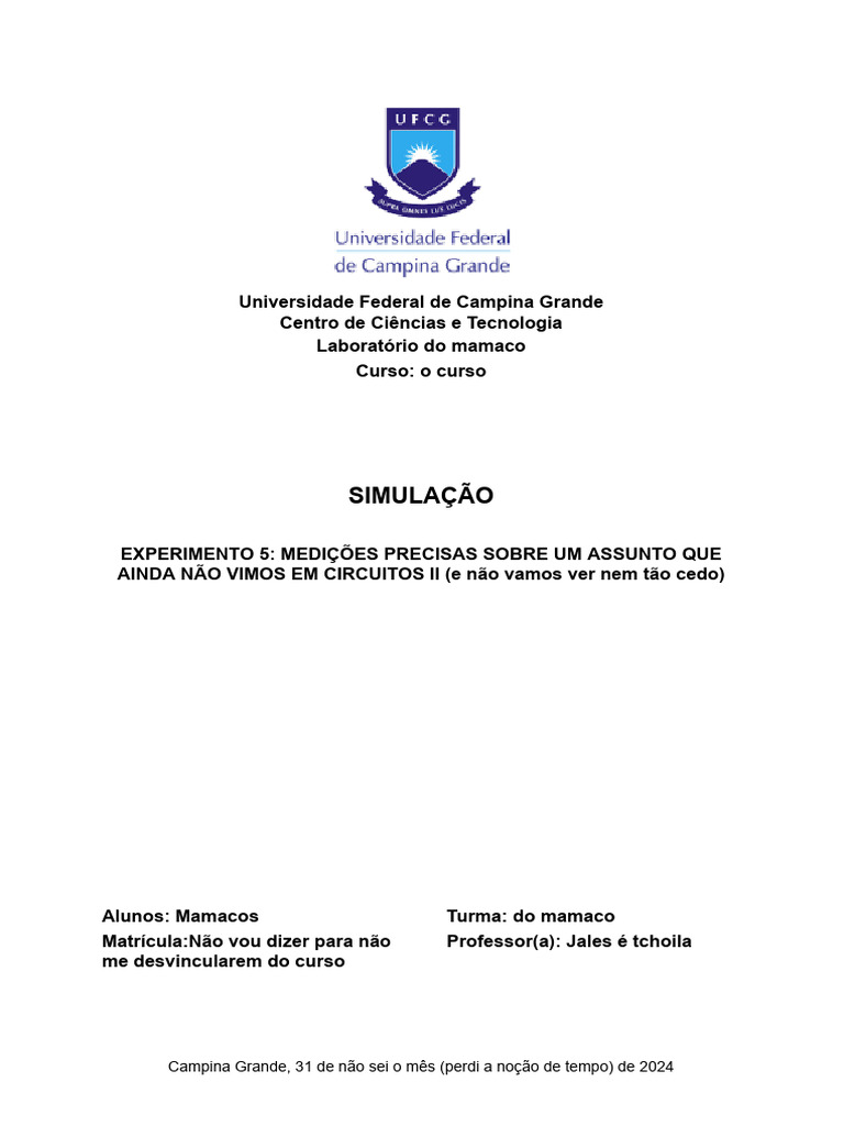 LCE2 - Experimento 5 - Filtros de Primeira Ordem 2 | PDF | Rede elétrica