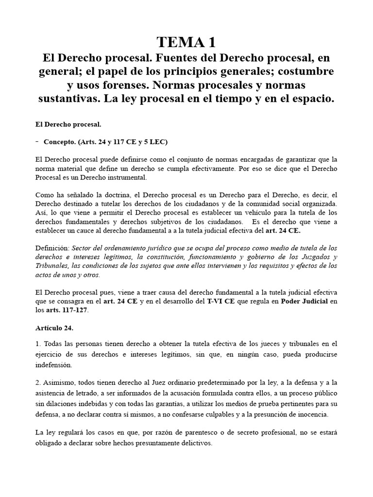 Tema_1_Derecho_Procesal_Civil | PDF | Ley procesal | Caso de ley