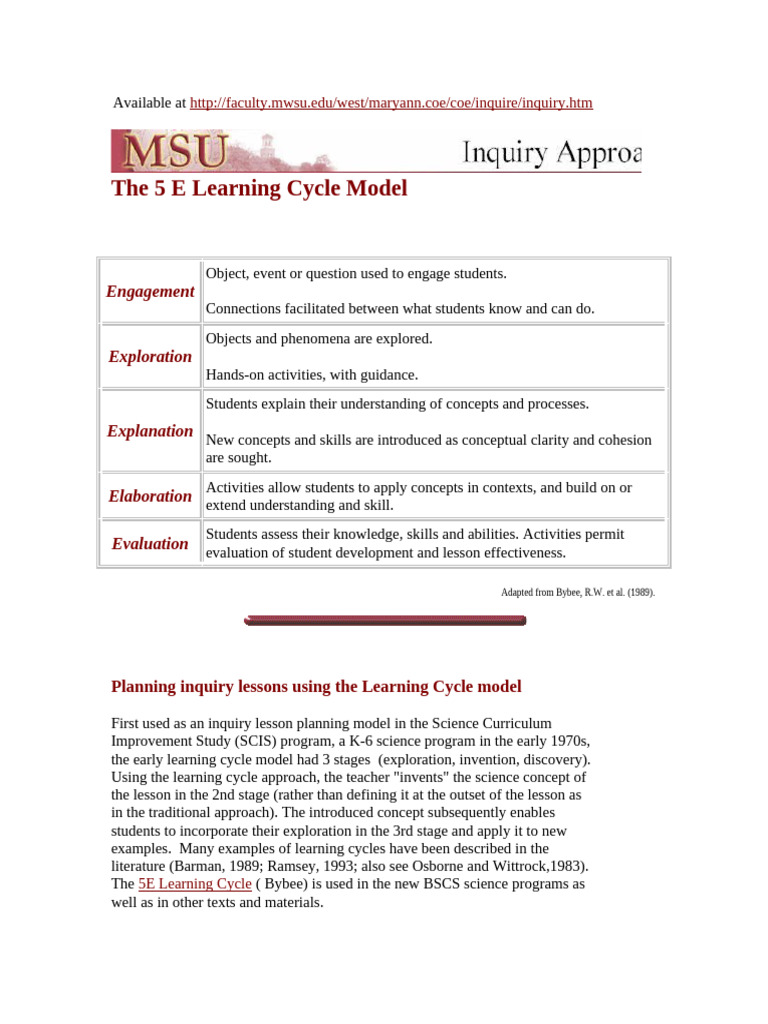 5e Learning Cycle and More | PDF | Learning | Science