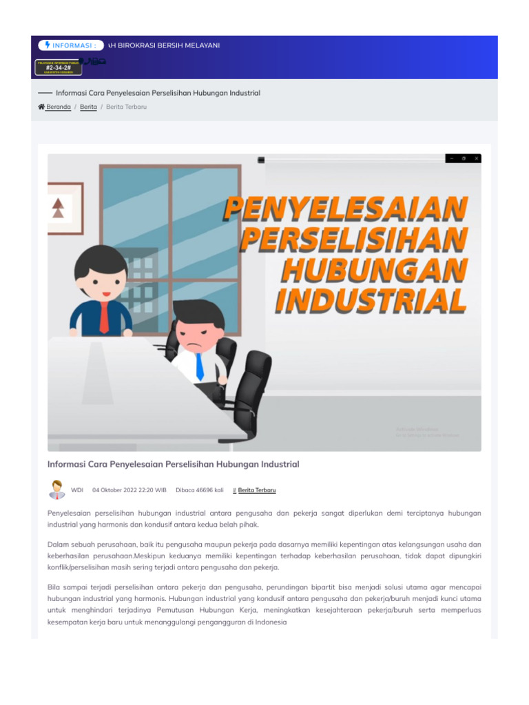 Informasi Cara Penyelesaian Perselisihan Hubungan Industrial | PDF