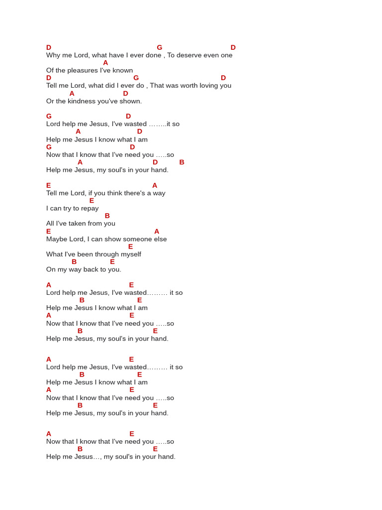 Why Me Lord Lyrics and Chords | PDF