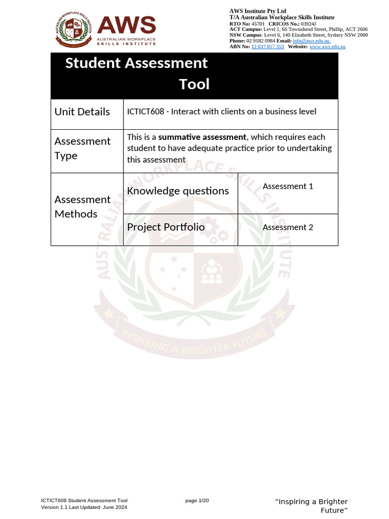 ICTICT608 Student Assessment Tasks - June 2024 | PDF | Communication ...