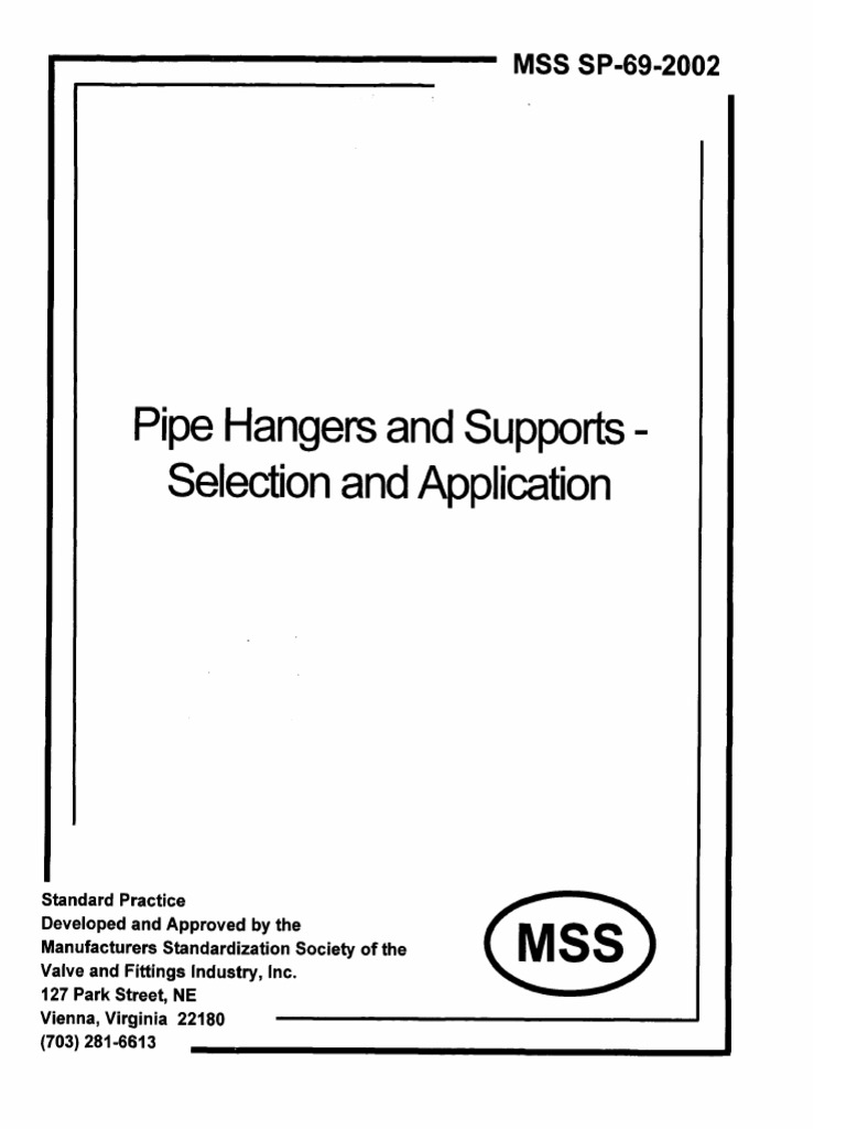 MSS SP 69 Pipe Hangers and Supports-Selection and Applic | PDF