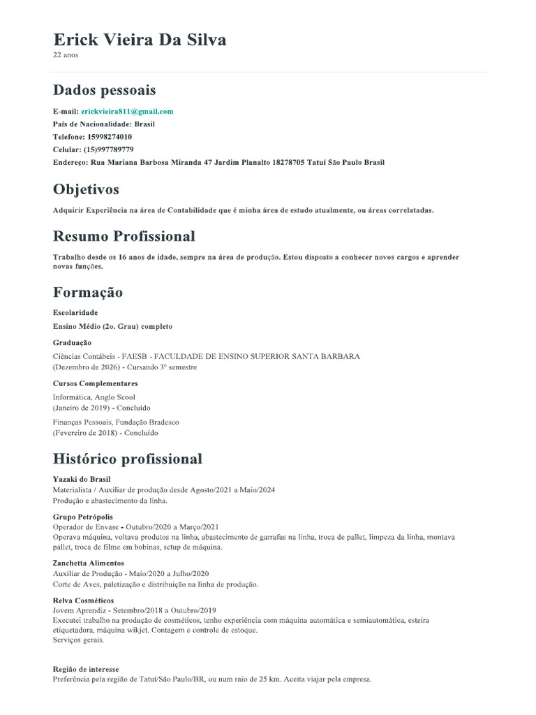 Curriculo Erick 16052024 | PDF