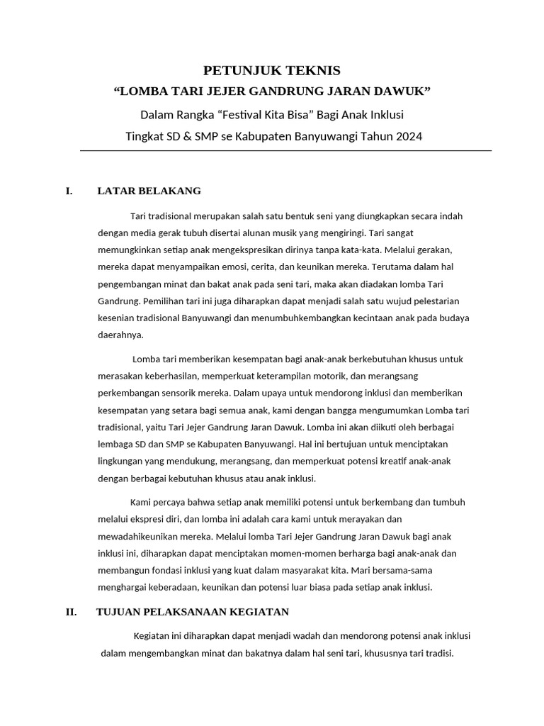 Juknis Tari 2024 | PDF