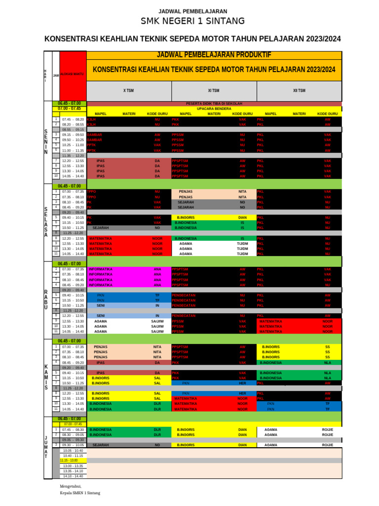Jadwal Produktif TSM Fix 1 | PDF