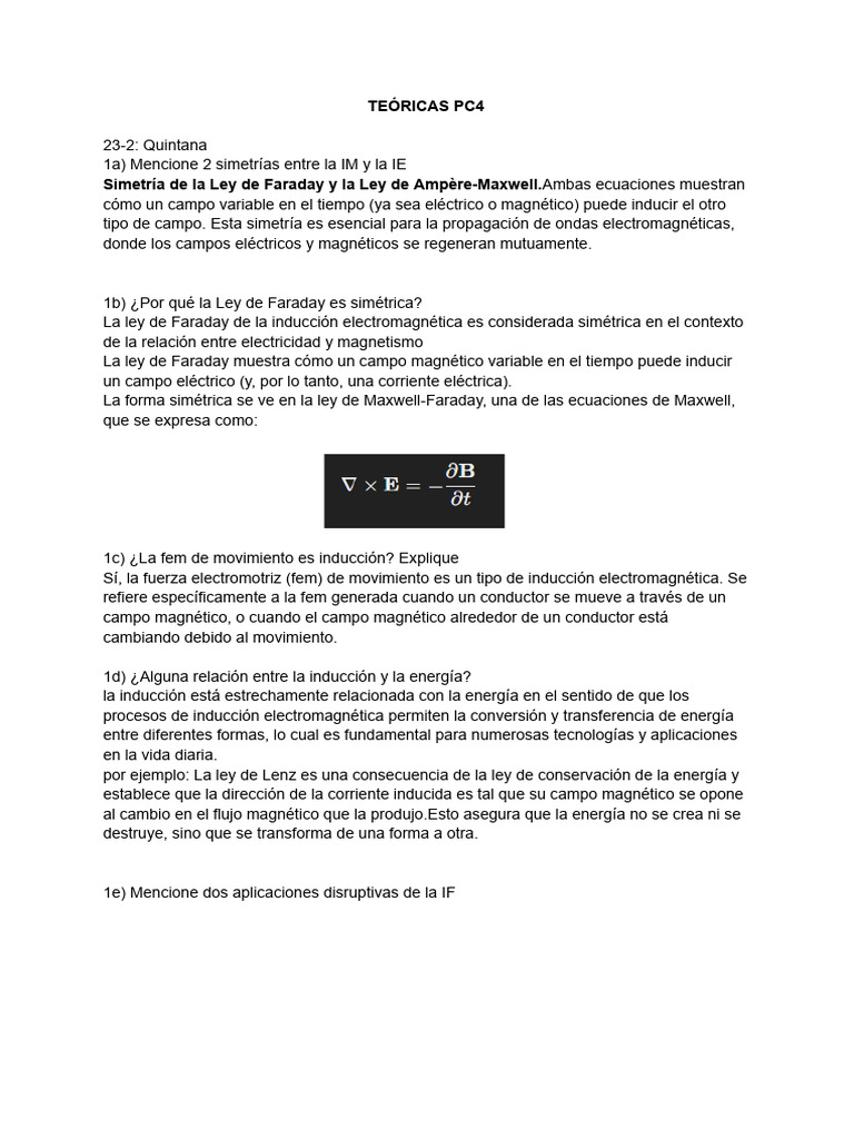 Teóricas PC4 | PDF | Inducción electromagnética | Inductor