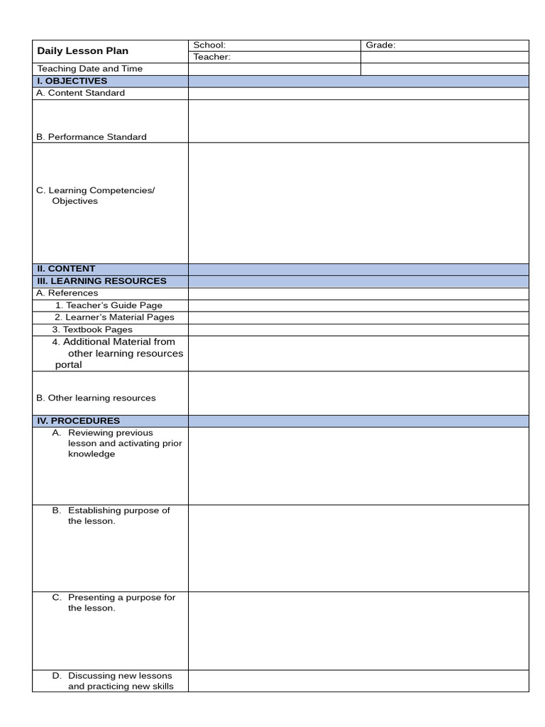 Sample Format Daily Lesson Plan Adapted From Deped - Compress | PDF
