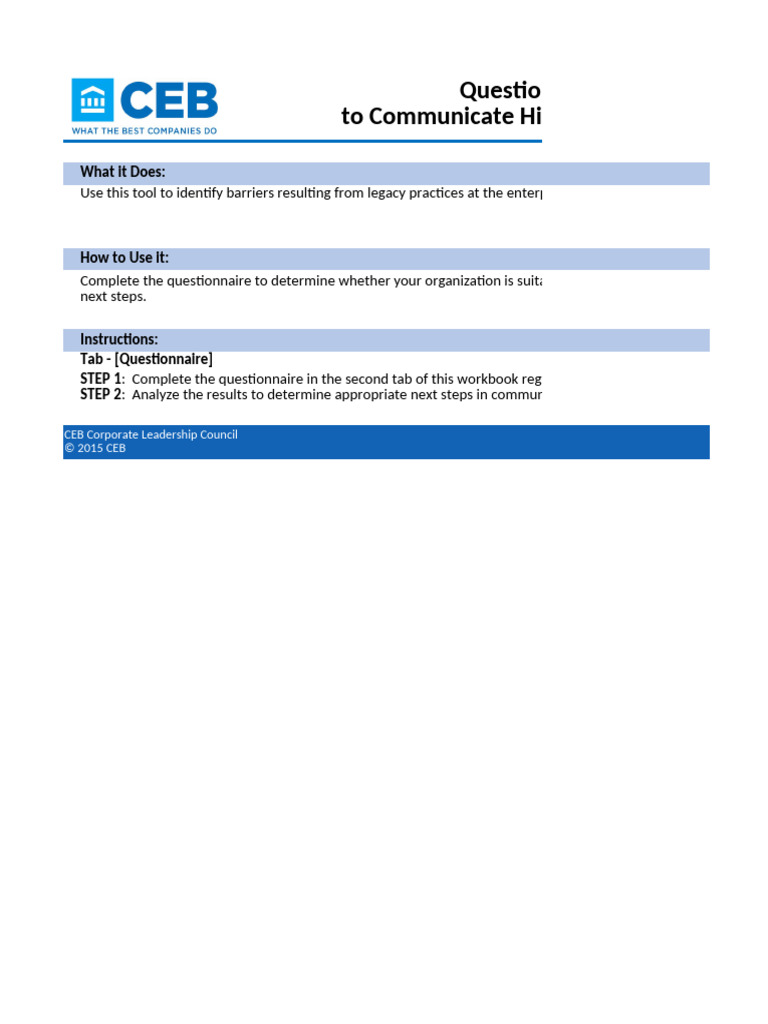 3.1 Questionnaire Are You Ready To Communicate HIPO | PDF | Business