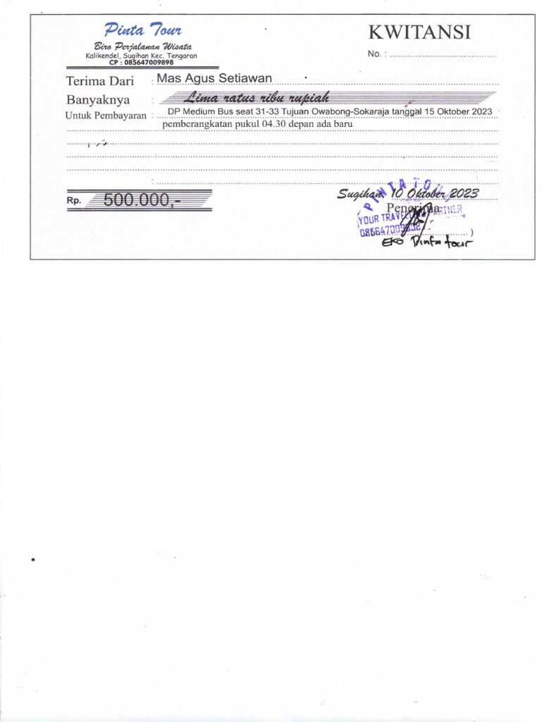Kwitansi Owabong | PDF