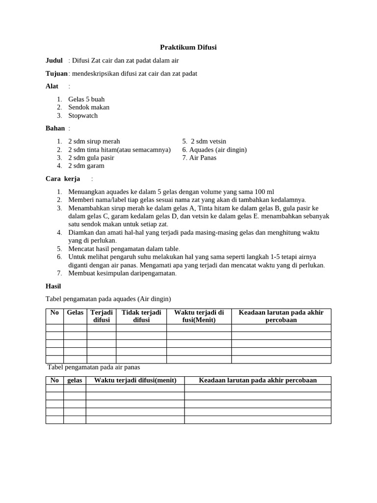 Praktikum Difusi | PDF