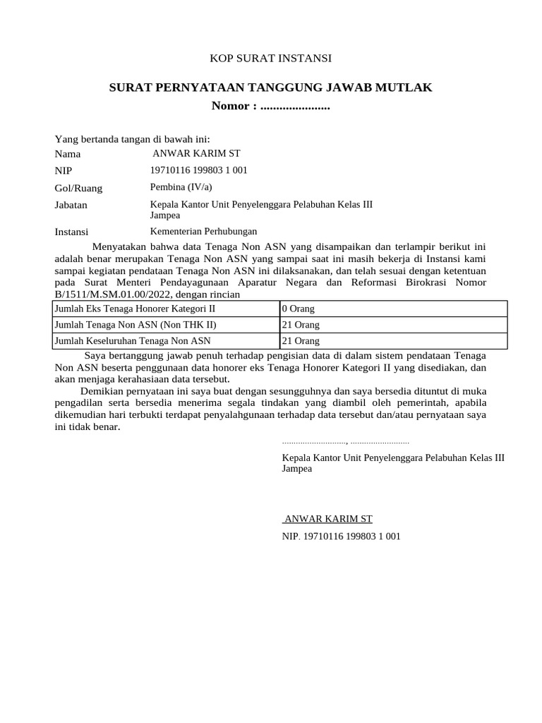 SPTJM - Kantor Unit Penyelenggara Pelabuhan Kelas III Jampea - 20220914 | PDF