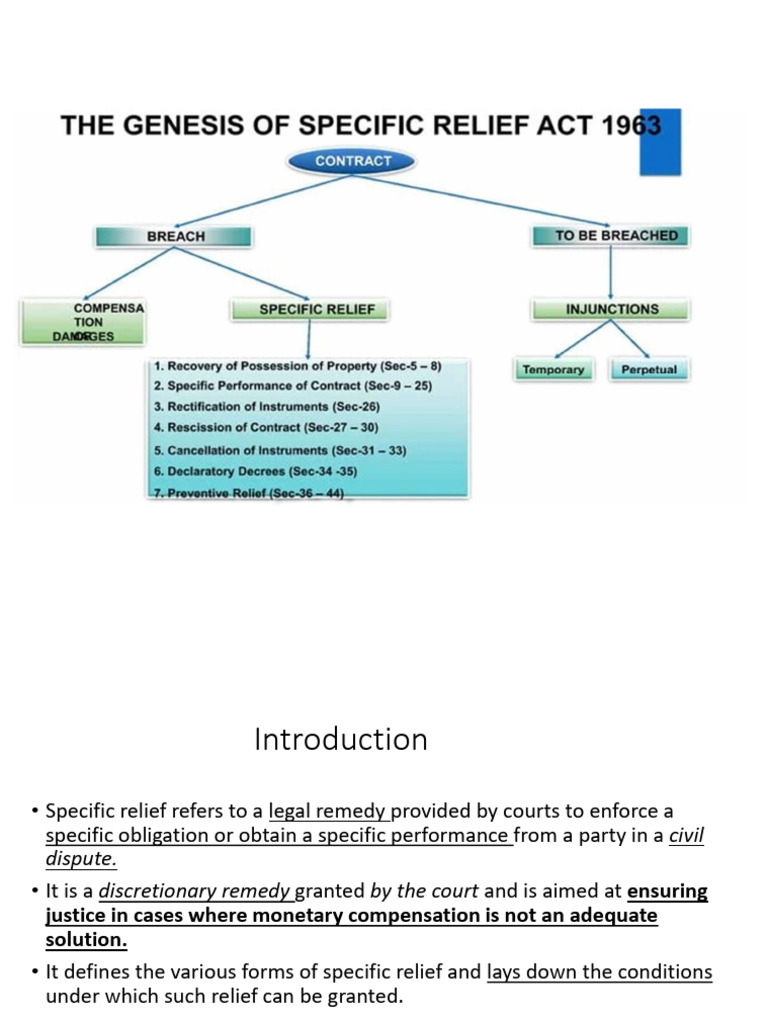 Specific Relief. | PDF | Legal Remedy | Specific Performance