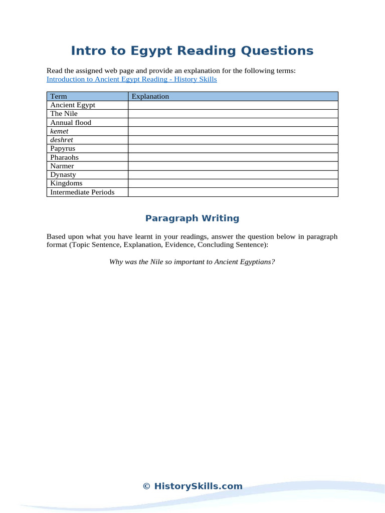 Intro To Egypt Questions | PDF