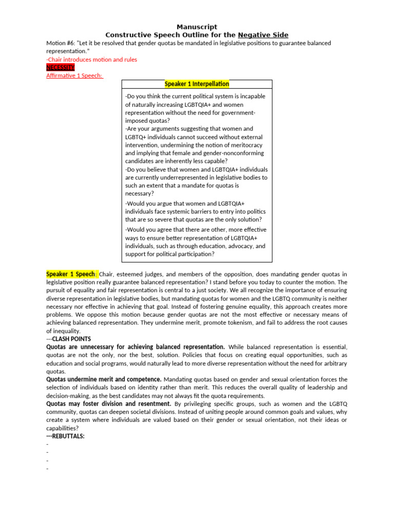 Arguments Against Gender Quotas in Politics | PDF | Equal Opportunity ...