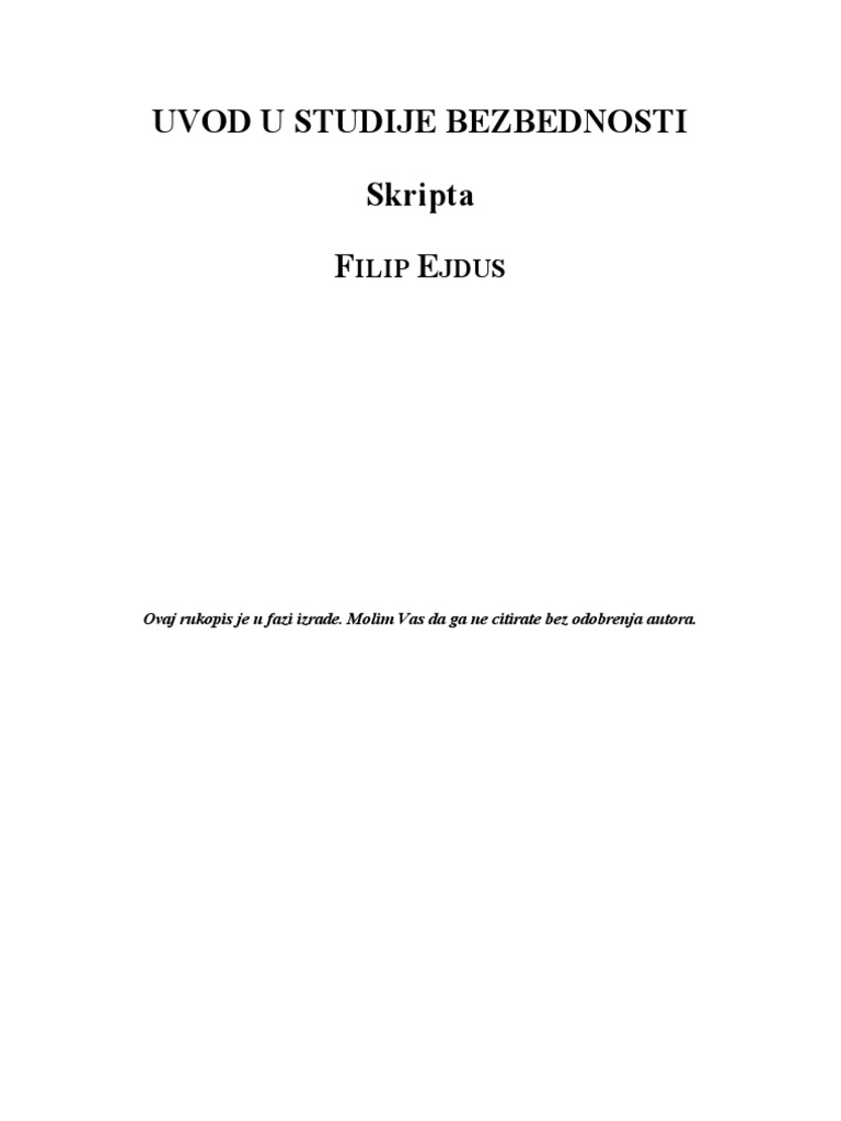 Studije Bezbednosti Skripta | PDF