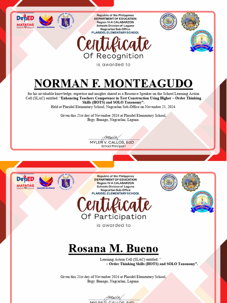 SLAC Cert RS Participation | PDF