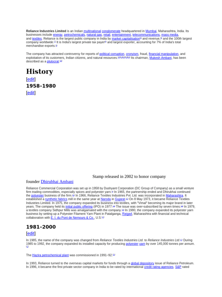 Reliance Industries Limited | PDF