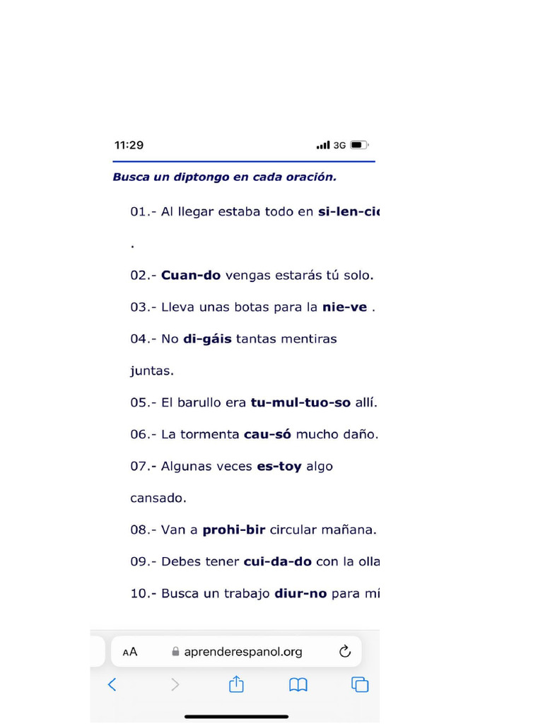 Español Diptongos | PDF