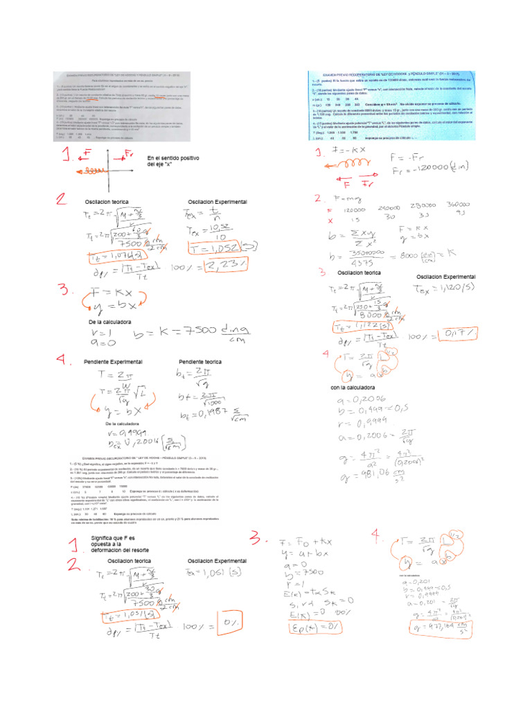 Ley de Hooke y P-ndulo Simple | PDF