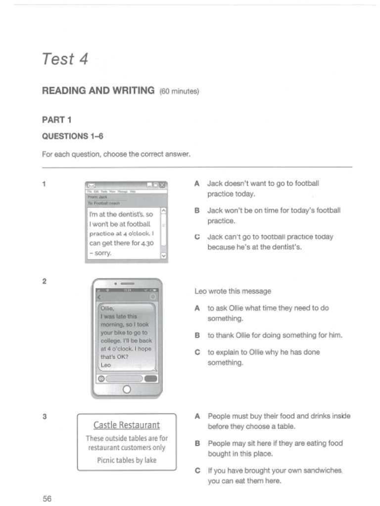 KET 标准版1 Test 4 | PDF