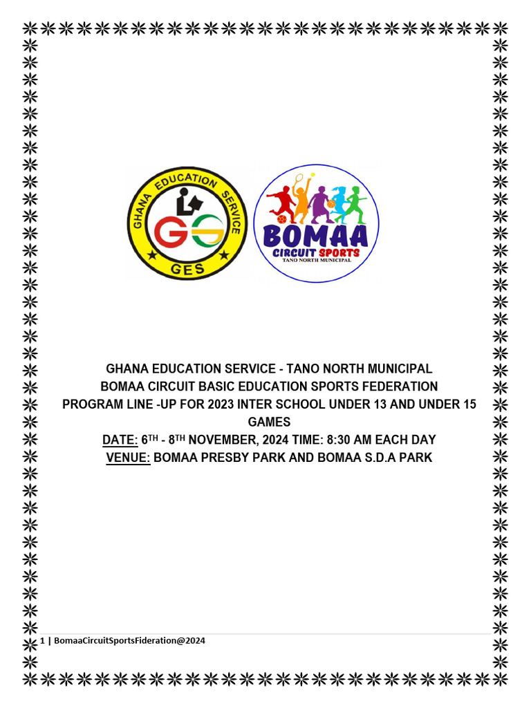 Bomaa Circuit Sports 2024 Rules and Fixtures-1 | PDF | Sports | Sports ...