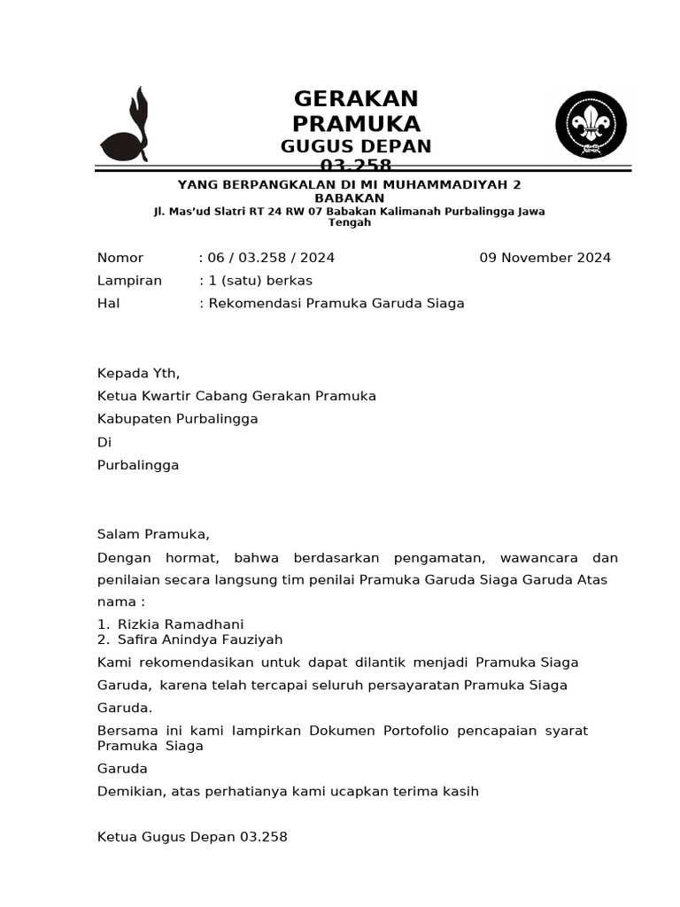 Rekomendasi Pramuka Garuda Siaga 2024 | PDF