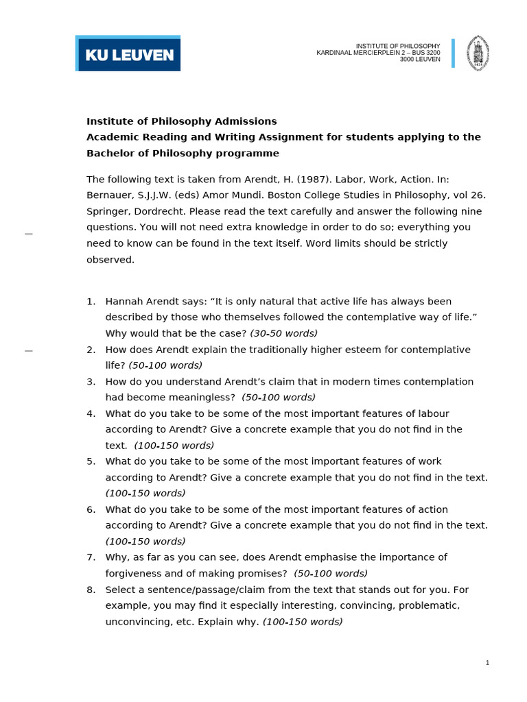 Academic Reading and Writing Assignment For BA Applications | PDF