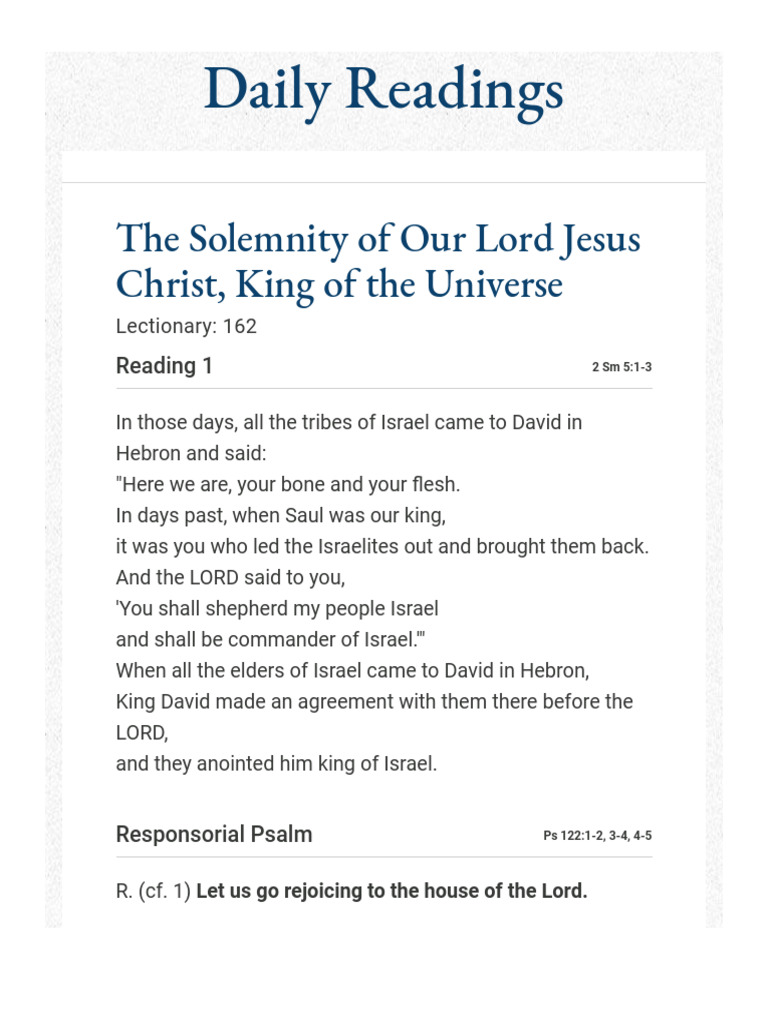 Daily Bible Reading - November 20, 2022 - USCCB | PDF | David | Jesus