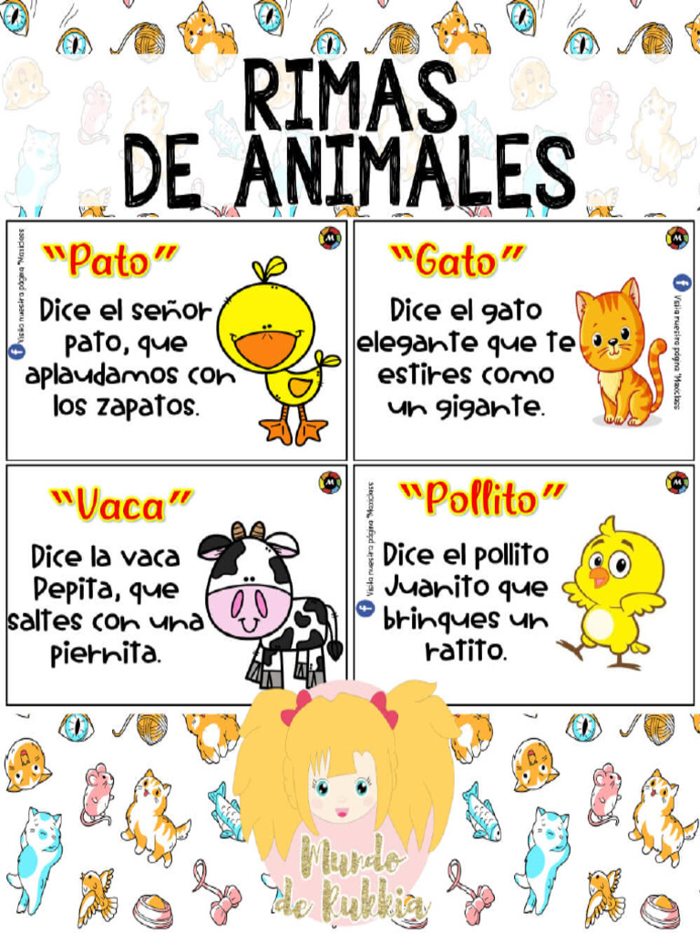 Rimas de Animales para Motricidad Recopilado Por Mundo de Rukkia | PDF