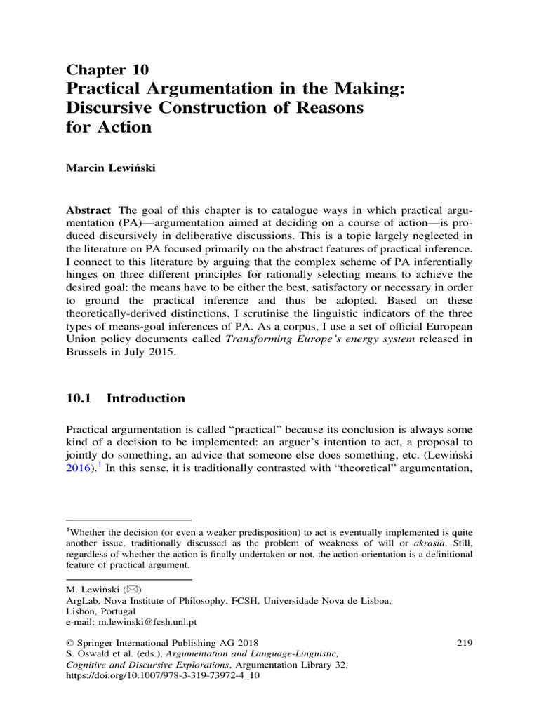 Use of Practical Argumentation | PDF | Argument | Reason
