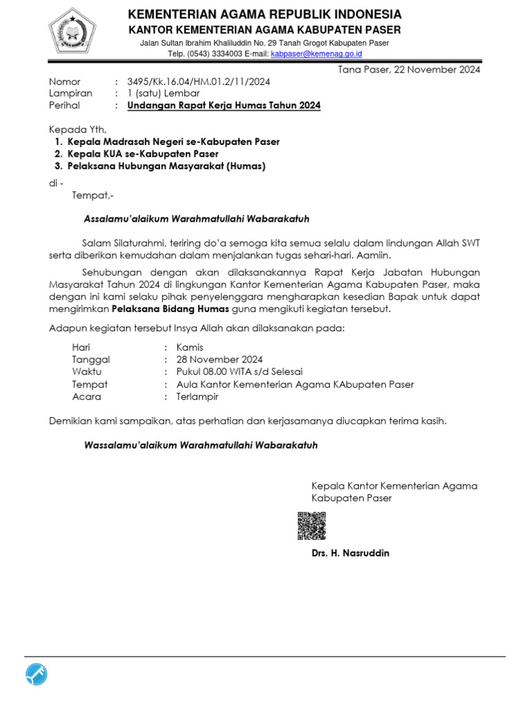 Undangan Raker Humas 2024 | PDF