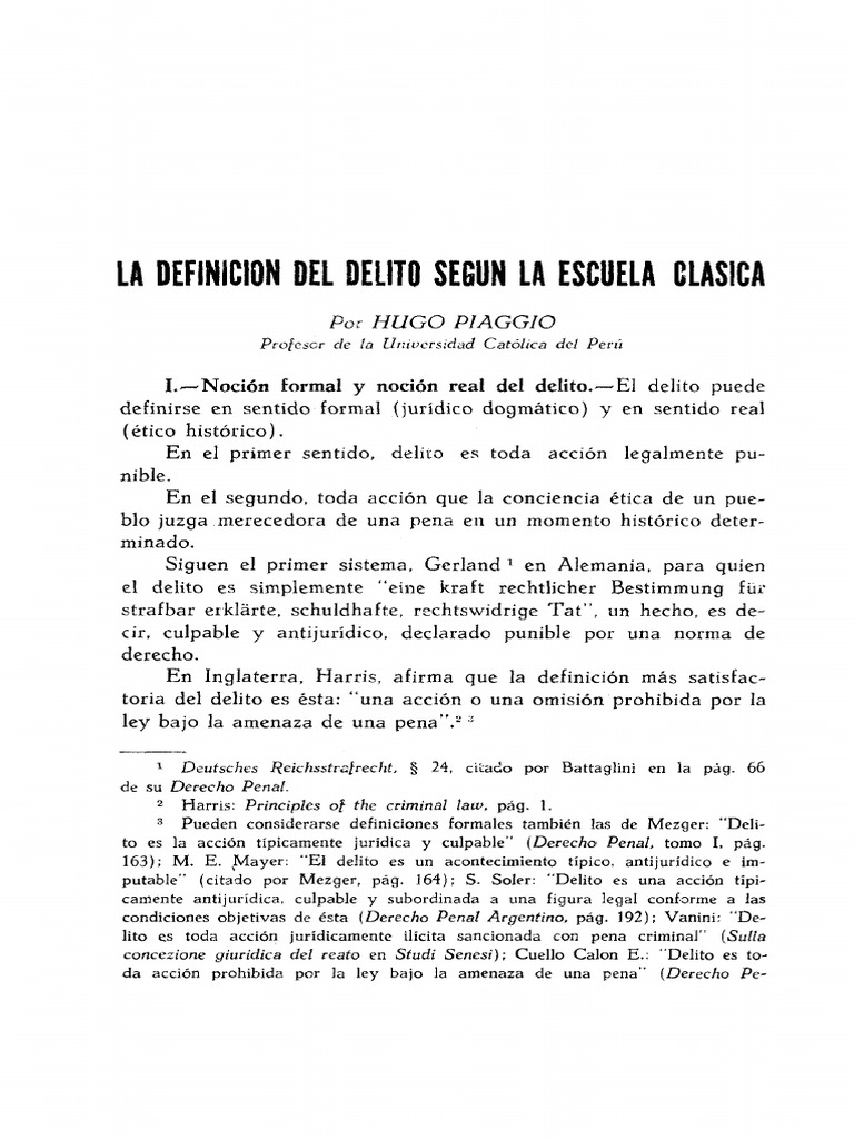La Definicion Del Delito Segun La Escuela Clasica | PDF | Derecho penal ...