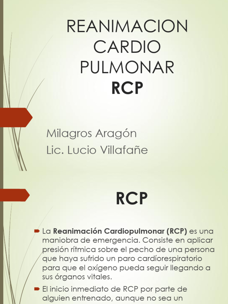 Rcp. Reanimacion Cardio Pulmonar | PDF | Reanimación cardiopulmonar | Cardiología