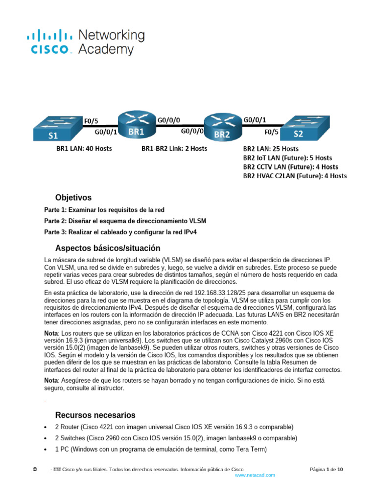 Diseño e Implementación de VLSM en Redes IPv4 | PDF | Dirección IP ...