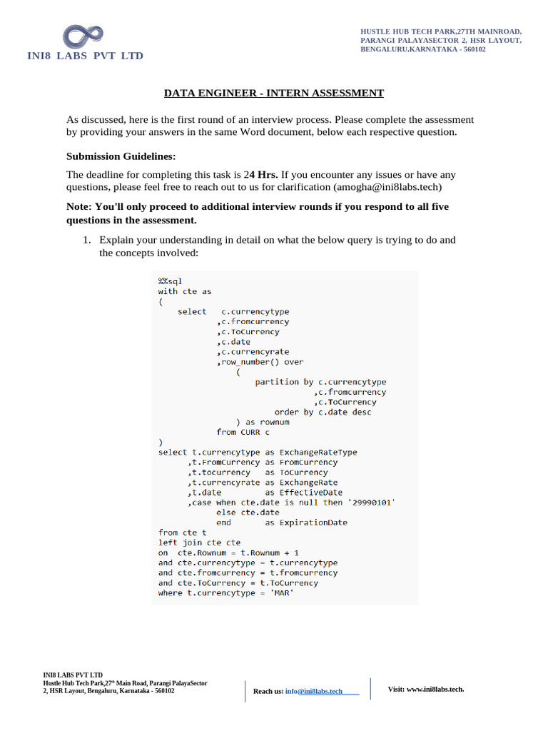 Data Engineer Intern Assessment | PDF
