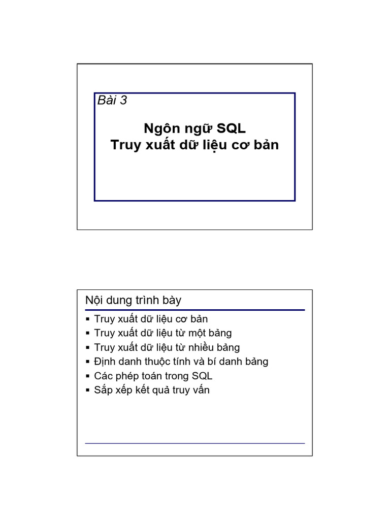 Bài 03 - Ngôn ngữ SQL - Truy xuất dữ liệu cơ bản | PDF