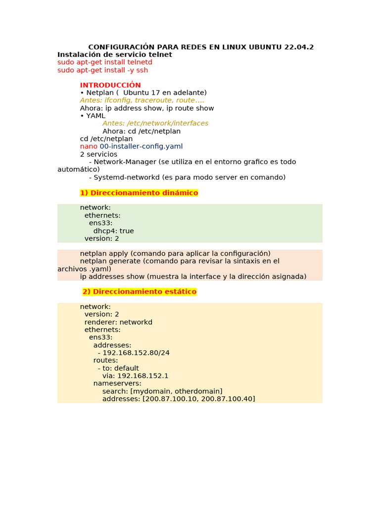 Configuración de Redes en Ubuntu 22.04 | PDF | Arquitectura de ...