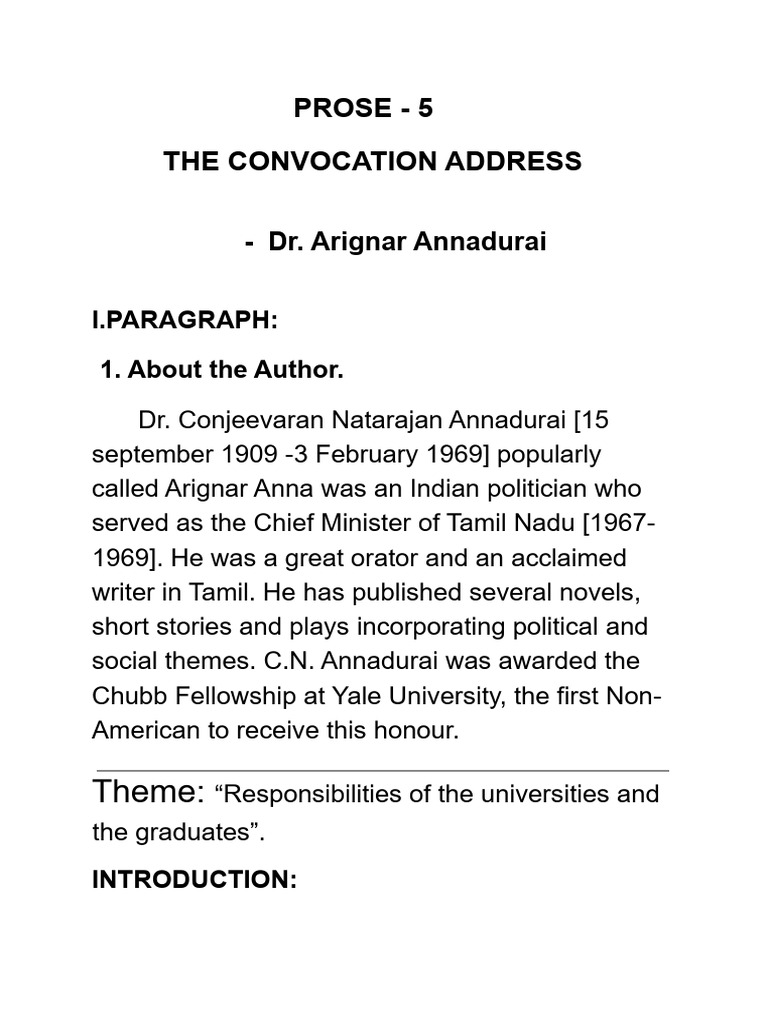 Prose - 5 Paragraph and Questions | PDF