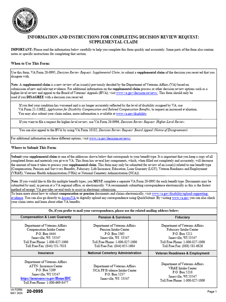 Updated VBA-20-0995-ARE | PDF | Veterans Health Administration | United ...