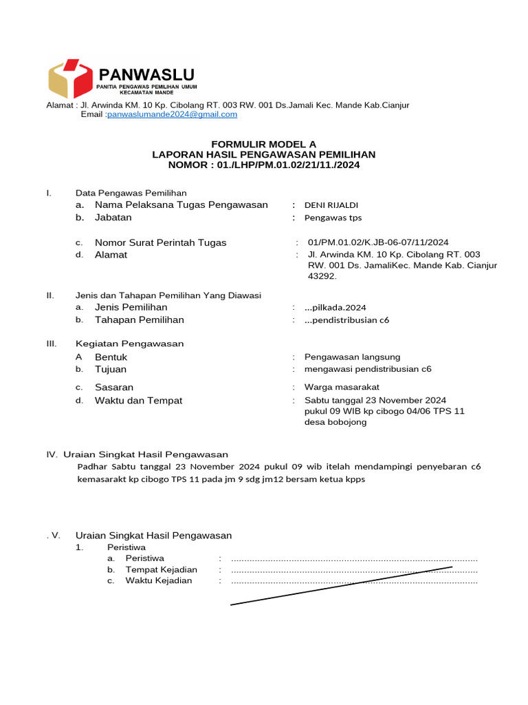 Format LHP Penawasan Tps 11 | PDF