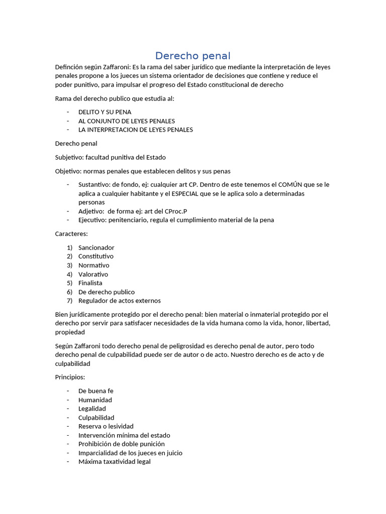 Derecho Penal | PDF | Derecho penal | Castigos