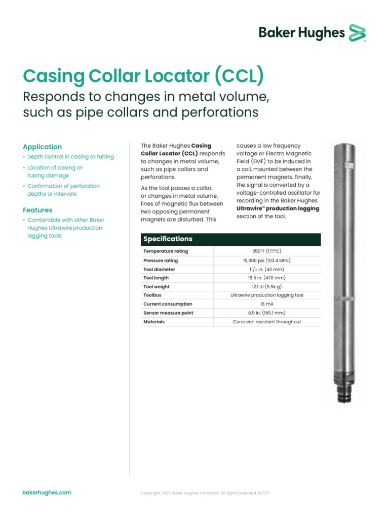 Casing Collar Locator CCL Spec | PDF | Inductor | Metrology
