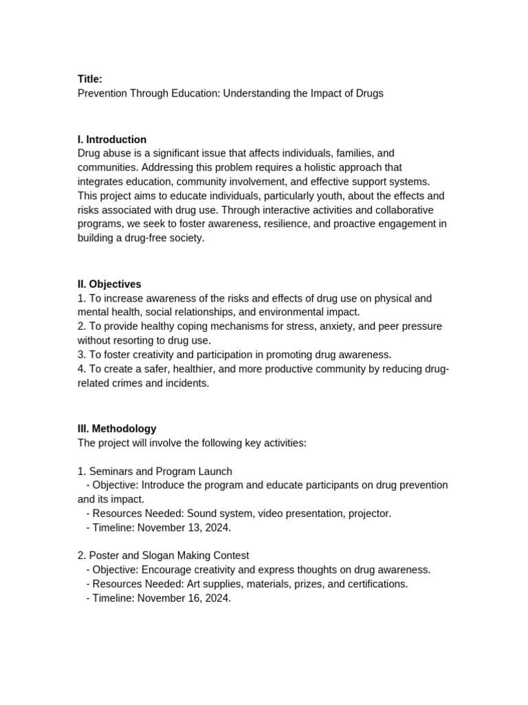 Project Proposal Prevention Through Education | PDF | Psychological ...