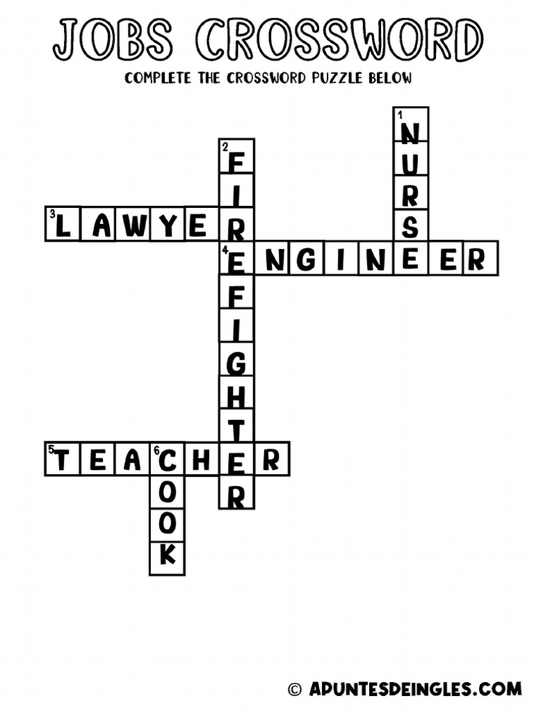Soluciones - Crucigrama de Las Profesiones en Inglés 1 | PDF
