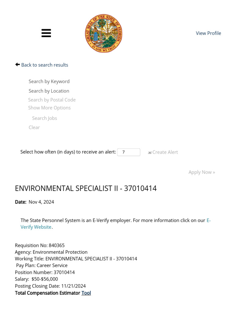 Environmental Specialist II Job Opening | PDF | Everglades | Employment