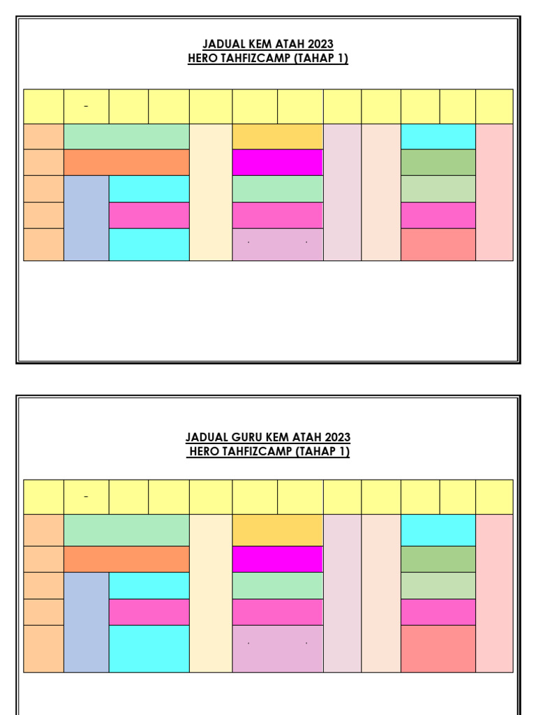 Jadual Kem Atah 2023 (Tahap 1) | PDF