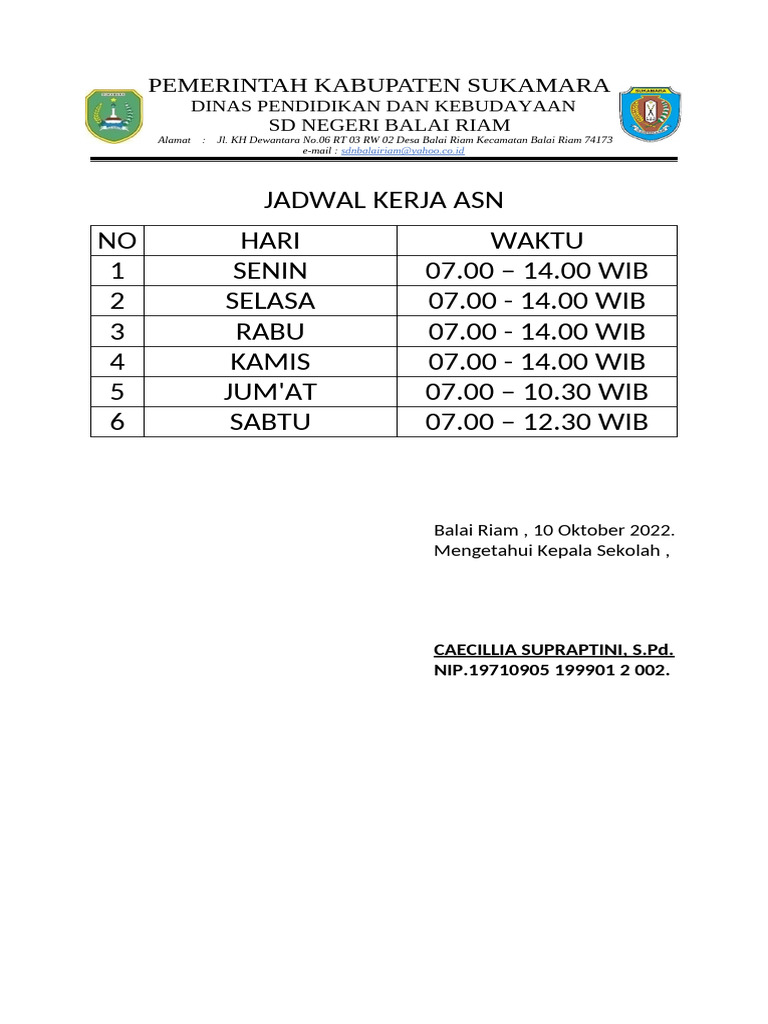 Jadwal Kerja Asn | PDF