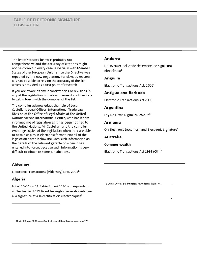 Global E-Signature Laws Overview | PDF